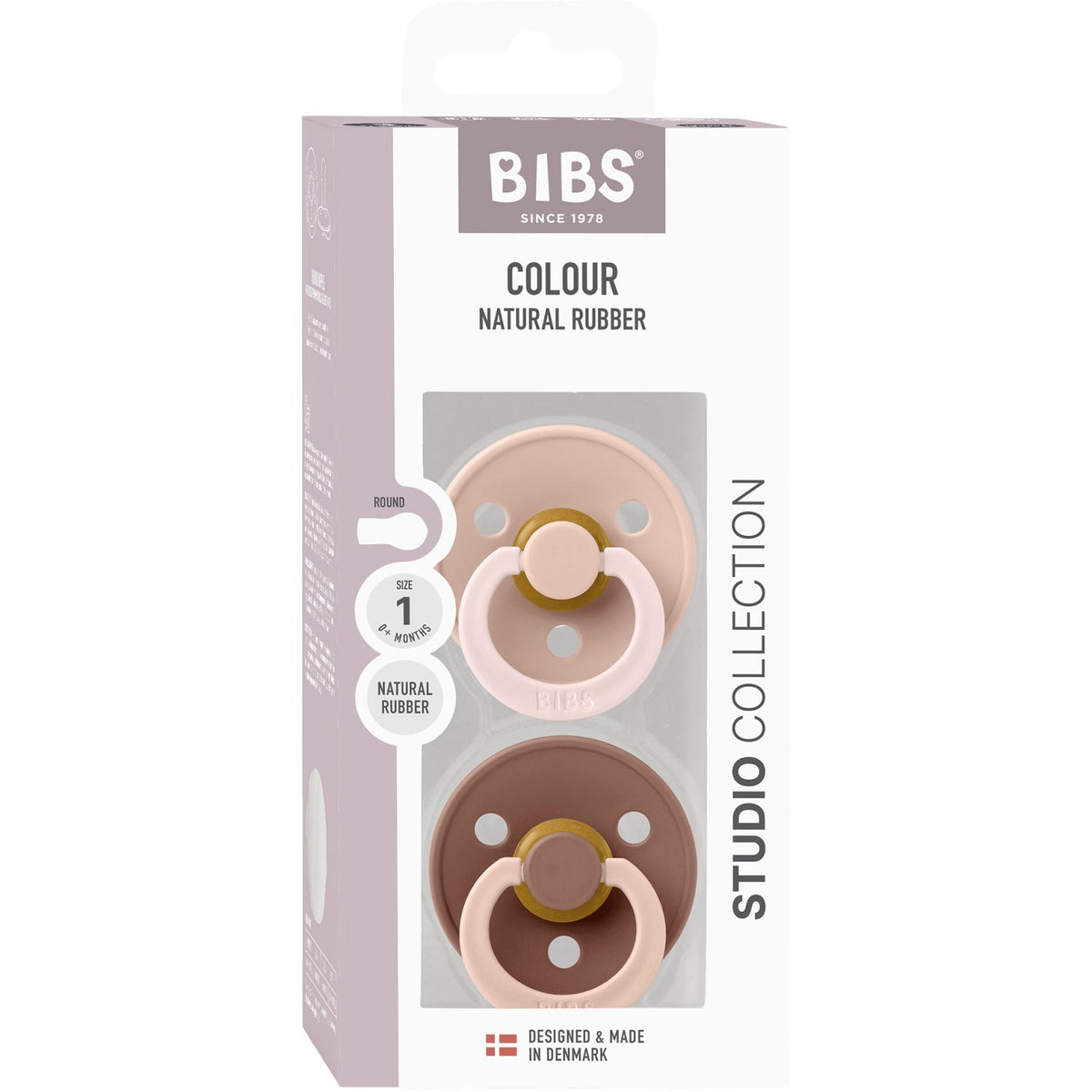 Buy Bibs Blush Pacifier Studio Colour 2-Pack Fusion Latex Woodchuck Mix ...
