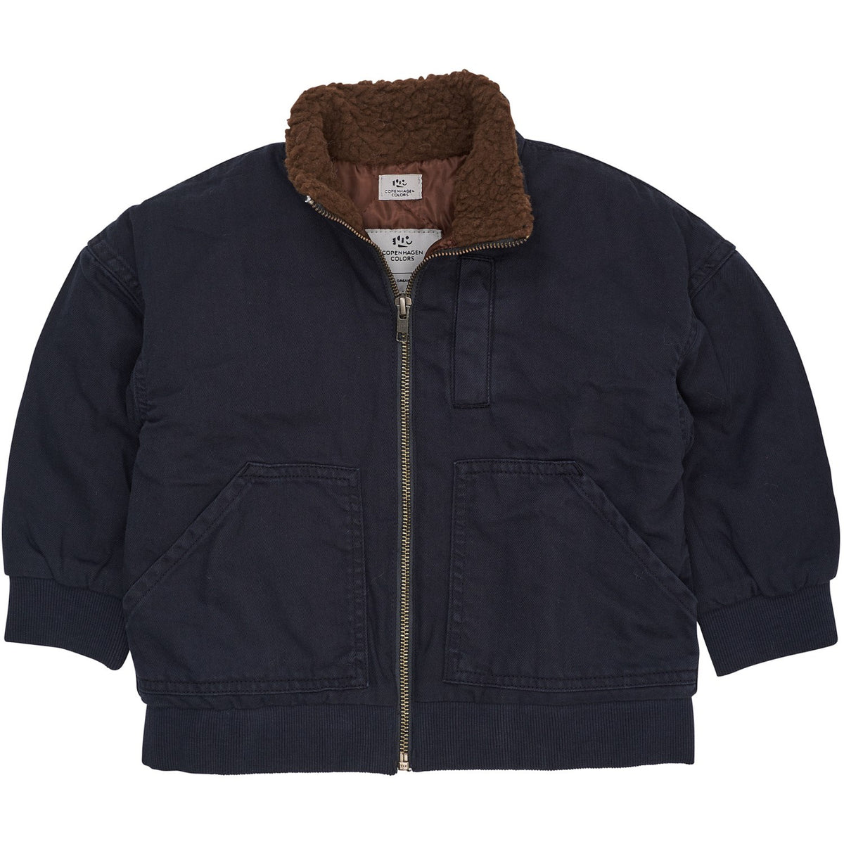 Buy COPENHAGEN COLORS Navy Twill Bumper Jacket W. Sherpa Collar ...