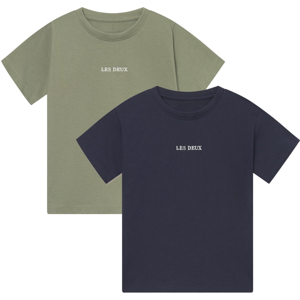 Buy Les Deux Kids Dark Navy/Lichen Green Dexter T-Shirt Kids - 2-PACK | Luksusbaby – Luksusbaby COM