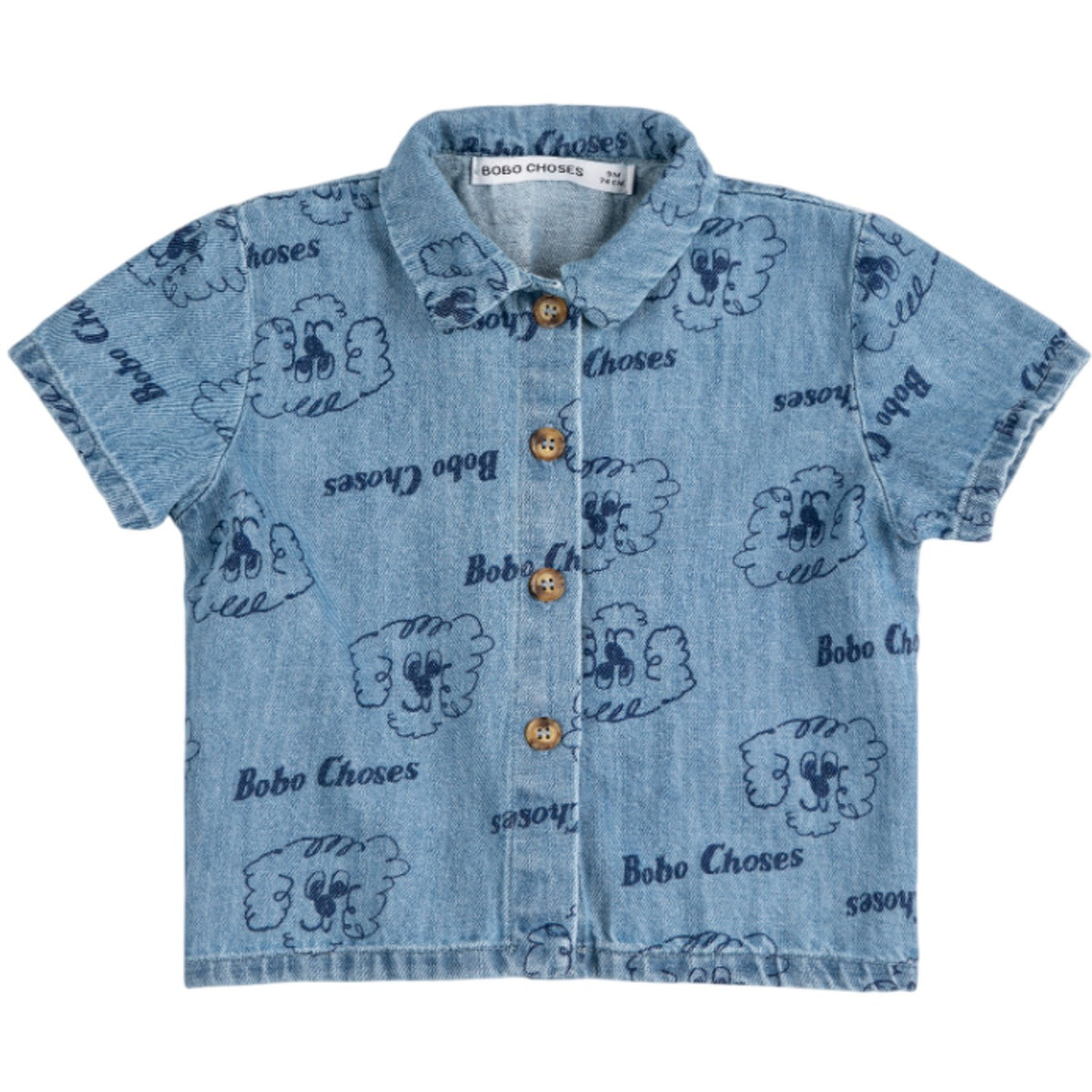 Buy Bobo Choses Light Blue Pickles The Dog All Over Denim Shirt ...